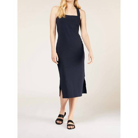 People Tree | Dresses | New People Tree Priti Cross Back Dress In Navy ...